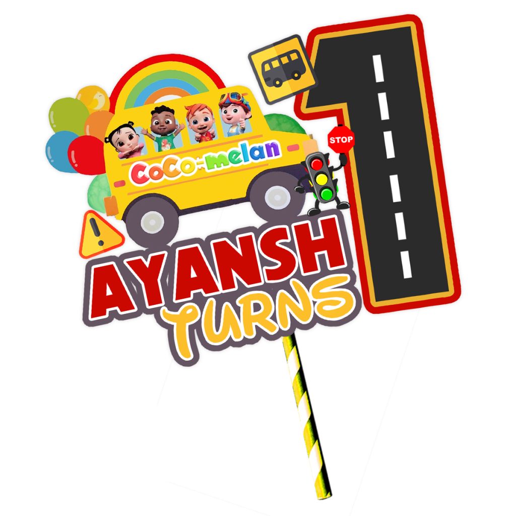 Wheels On The Bus Theme Cake Topper customized | personalized cake ...