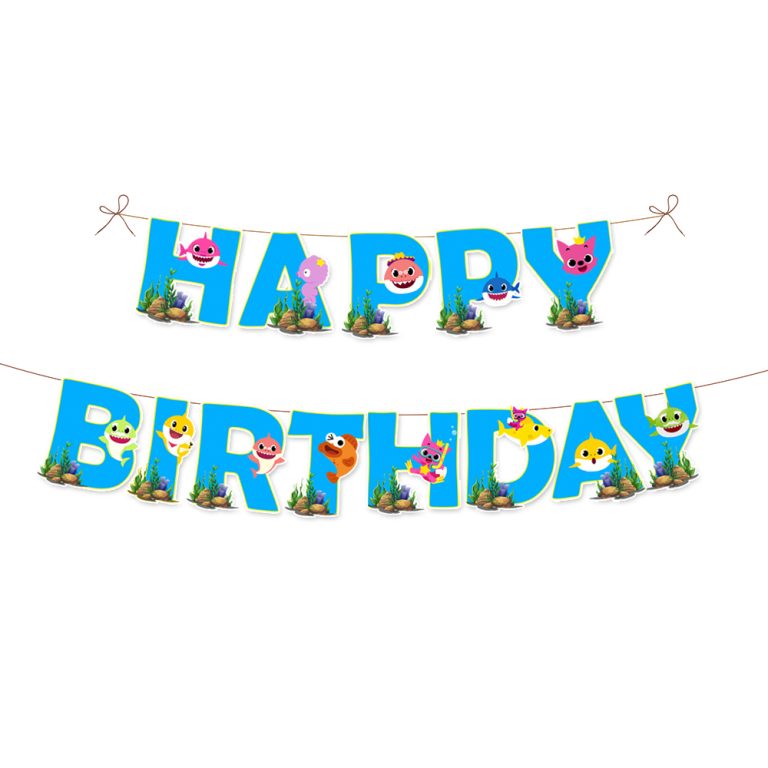 Baby Shark Theme Birthday Party Decoration, Happy Birthday Banner for ...