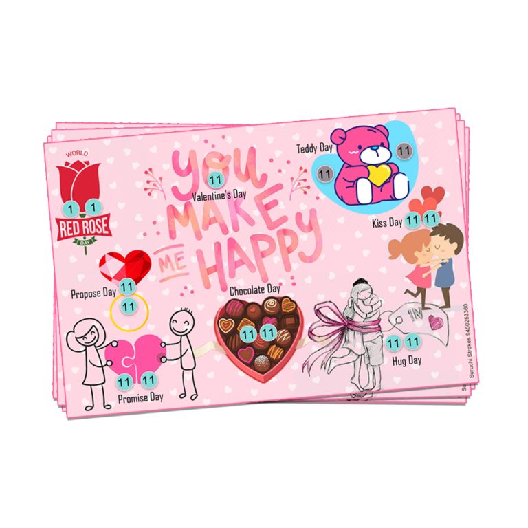 Valentine Week Theme Tambola Lotto Printed Tickets Games for couples on ...