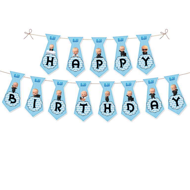 Boss Baby Theme Birthday Party Decoration, Happy Birthday Banner for ...