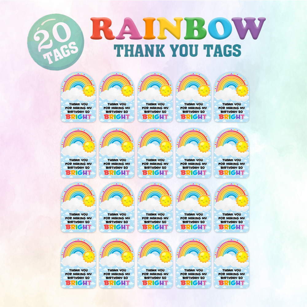 Rainbow Theme Birthday Party Decoration, Retrun Gift Tags - Wrap