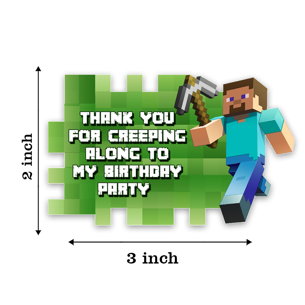 Minecraft Theme Birthday Party Decoration, Retrun Gift Tags - Wrap